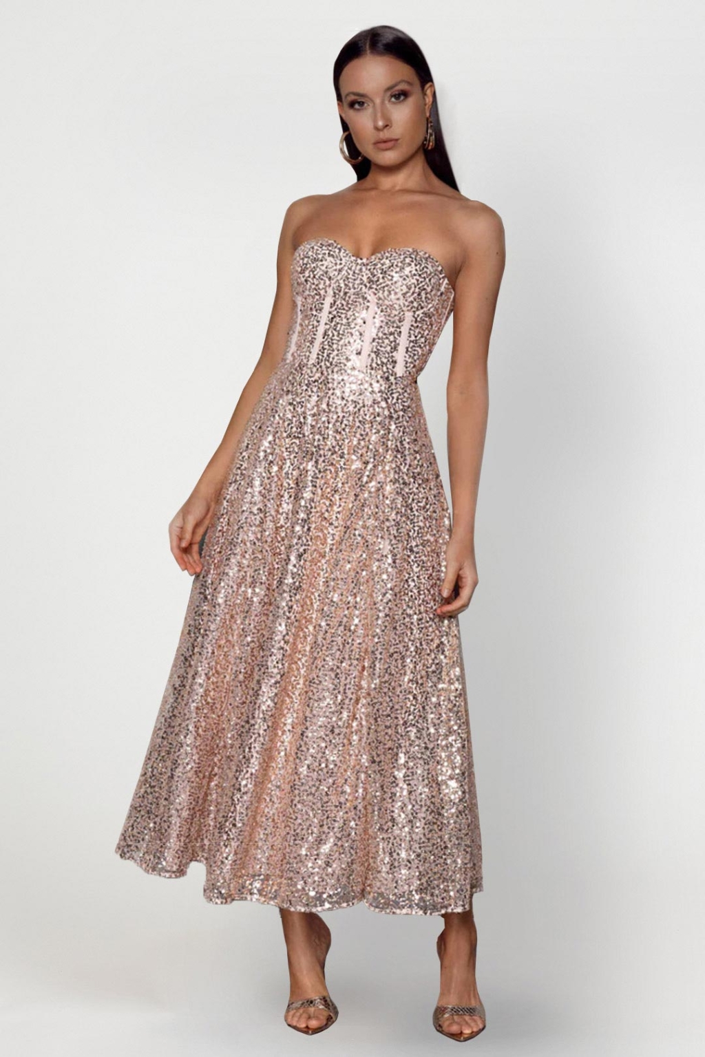 Stunning Rana Gold Midi Dress by Elle Zeitoune - Gown Rental