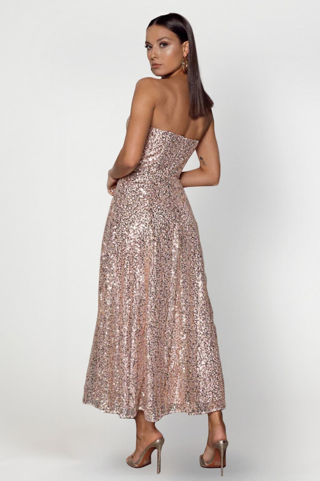 Stunning Rana Gold Midi Dress by Elle Zeitoune - Gown Rental